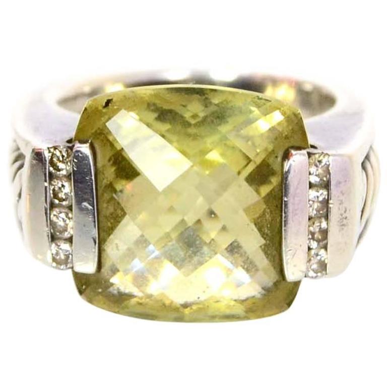 David Yurman Sterling and Lemon Citrine Ring Sz 7 at 1stDibs