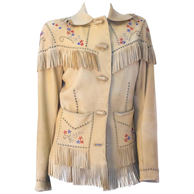 40s Western Beaded Leather Fringed Jacket at 1stDibs
