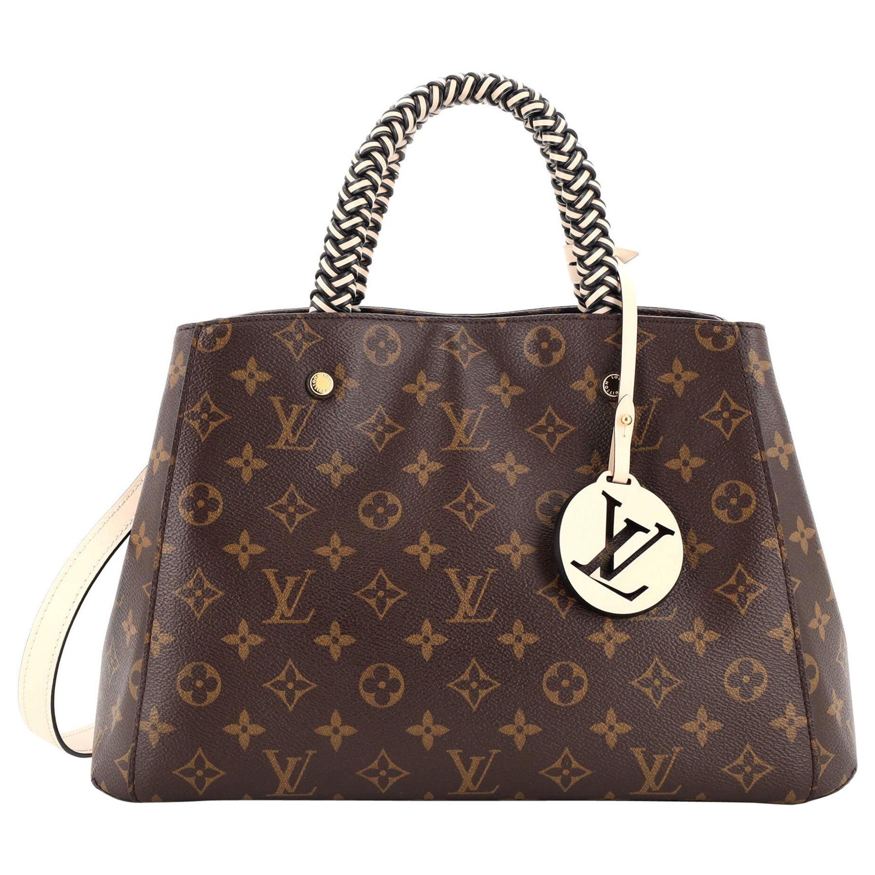 Louis Vuitton Braided Handle Montaigne Handbag Monogram Canvas MM at ...