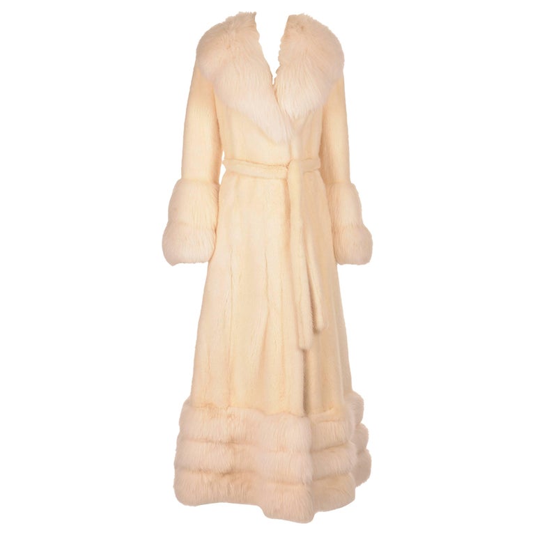 Vintage Snow White Mink and Angora Rabbit Fur Coat at 1stDibs | angora ...