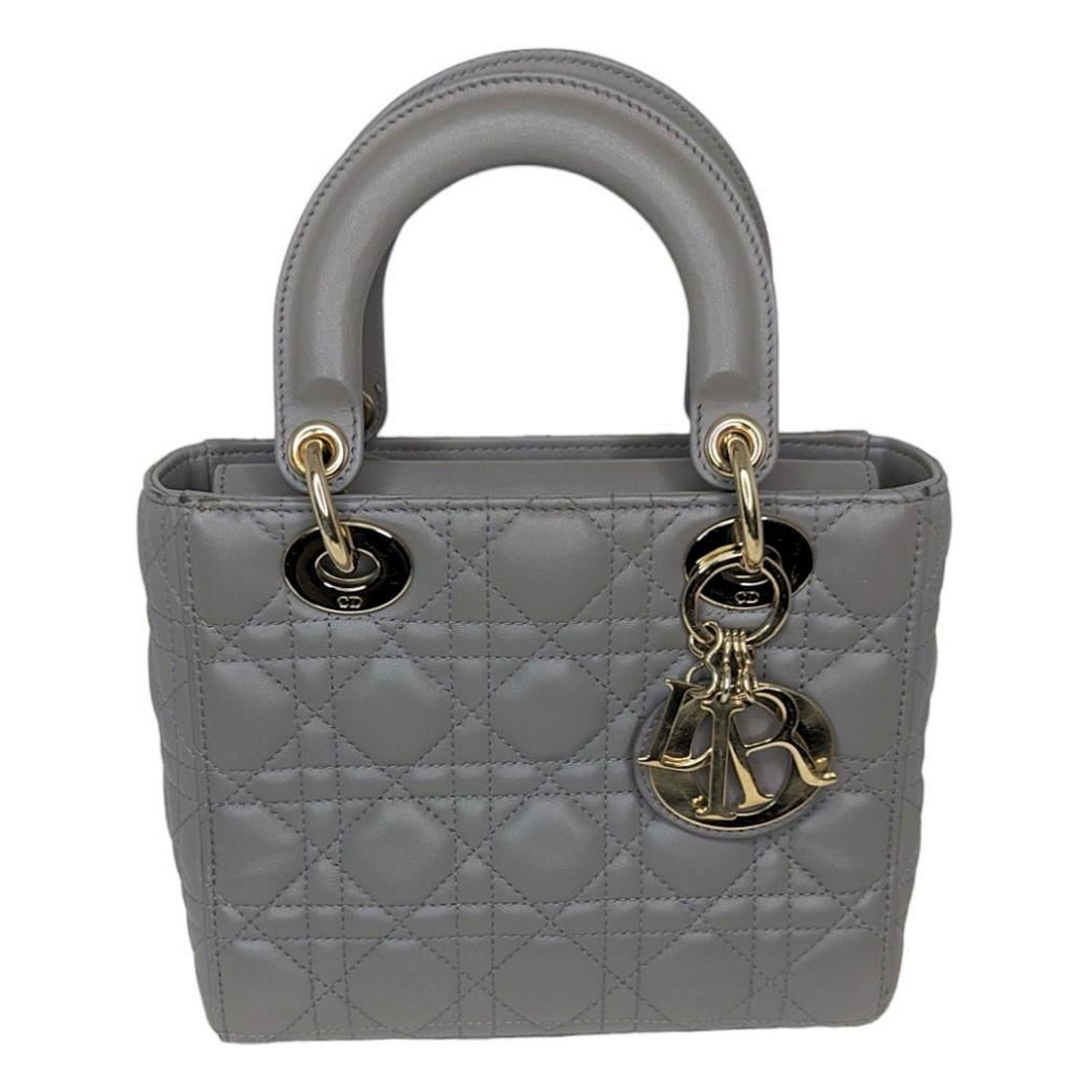 Christian Dior Grey Cannage Lambskin Small Lady Dior Bag For Sale at ...