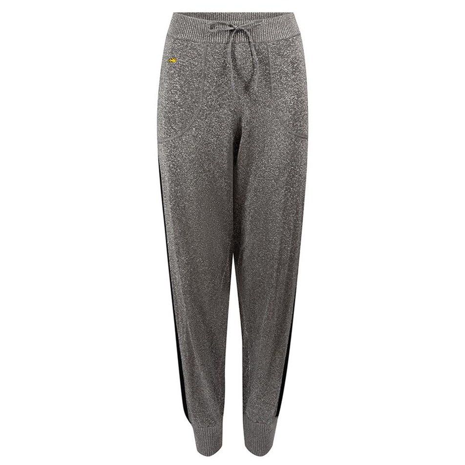 Silver Glitter Drawstring Sweatpants Size L For Sale at 1stDibs