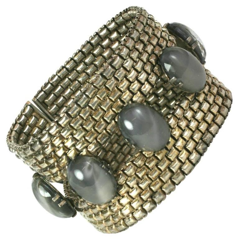 French Art Deco Faux Moonstone Bracelet For Sale at 1stDibs