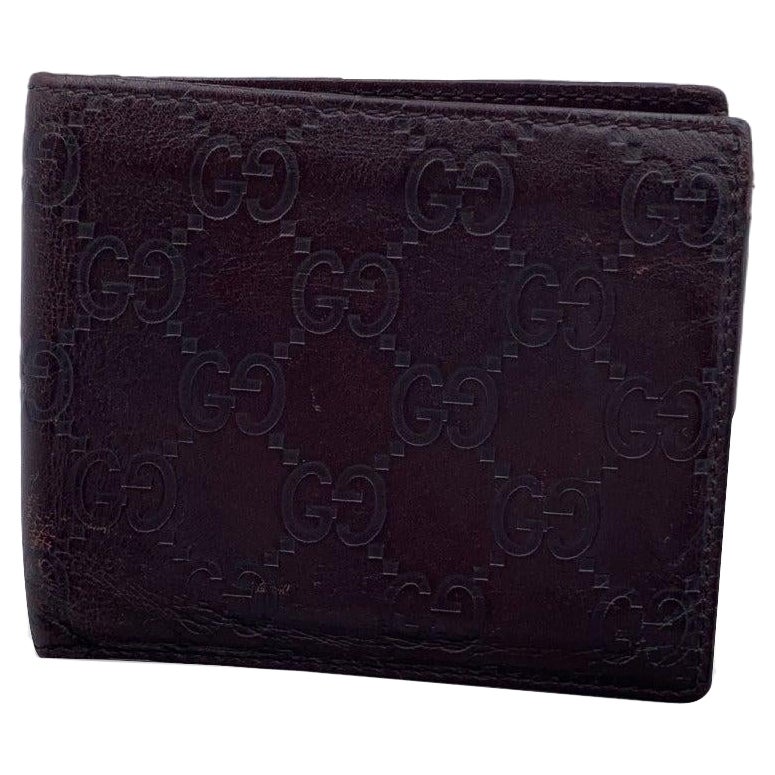 Gucci Brown Guccissima Leather Unisex Bifold Card Wallet For Sale at ...
