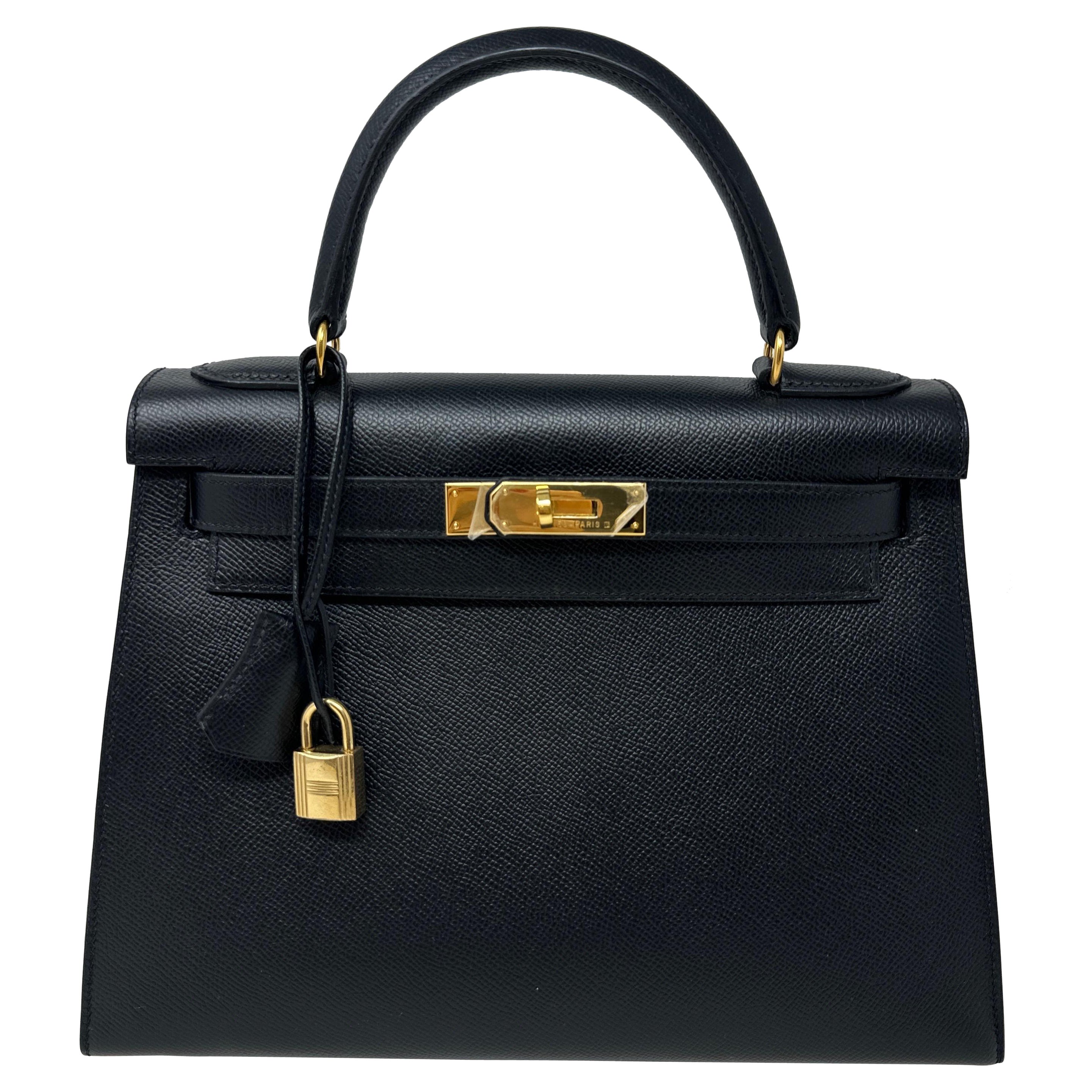 Hermes Black Kelly 28 Bag For Sale at 1stDibs