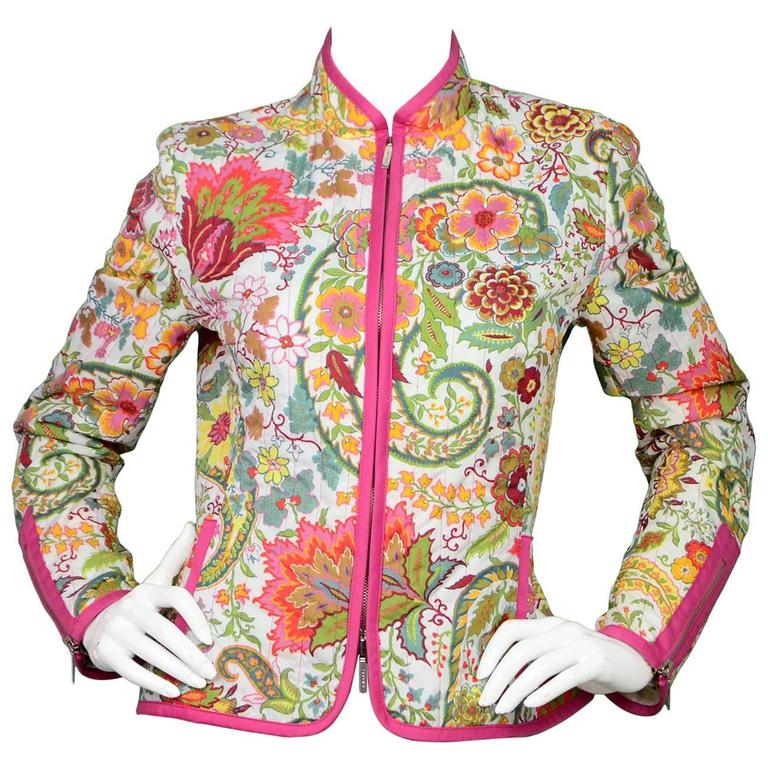 Etro Multi-Color Paisley Floral Jacket Sz 46 For Sale at 1stDibs