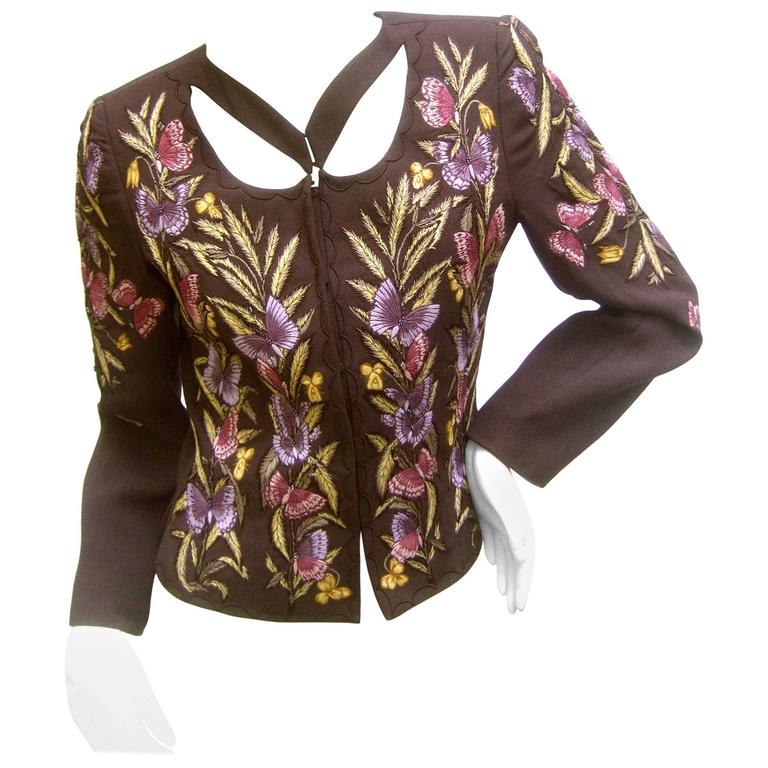 Embroidered Butterfly Brown Jacket by Zelda c 1990s For Sale at 1stDibs ...