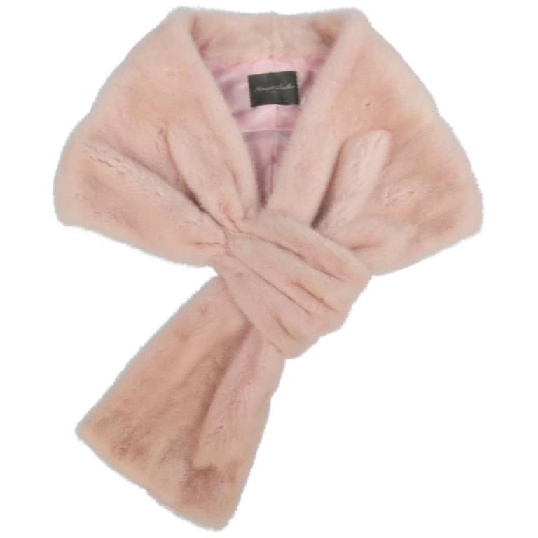 MONIQUE LHUILLIER Size Dusty Rose Pink Mink Fur Wrap Stole at 1stDibs ...