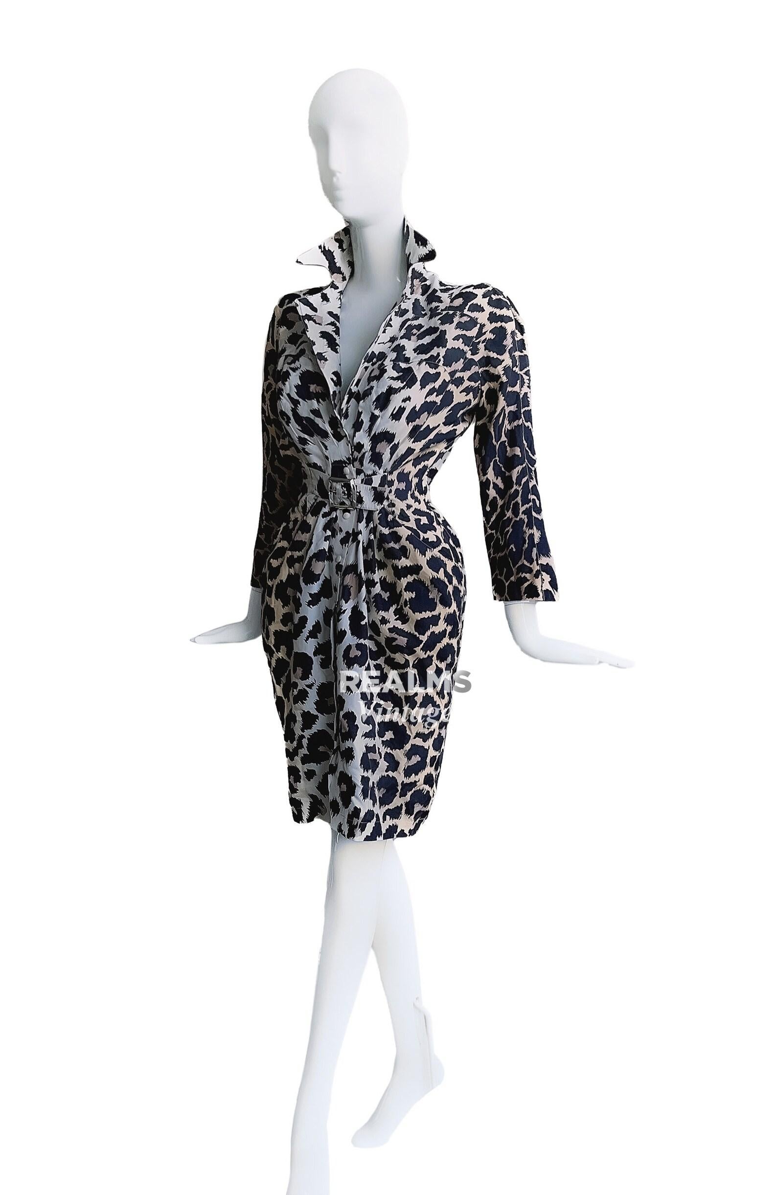 Thierry Mugler SS 1996 Pure Silk Leo Dress Animal Print Jerry Hall For ...