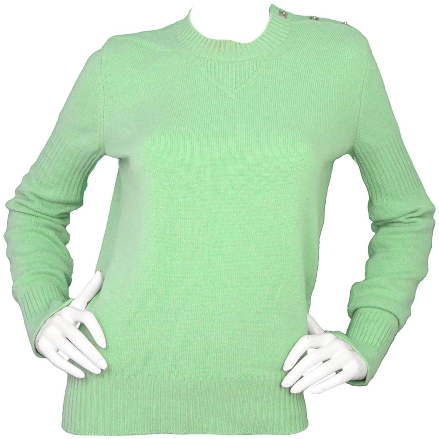 Chanel 2015 NWT Green Cashmere Sweater sz 38 rt. $2,300 For Sale at 1stdibs