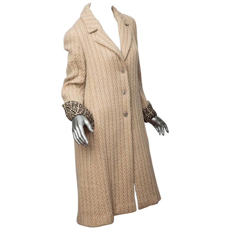 Chanel Haute Couture Wool Coat With Silk Logo Lining at 1stDibs