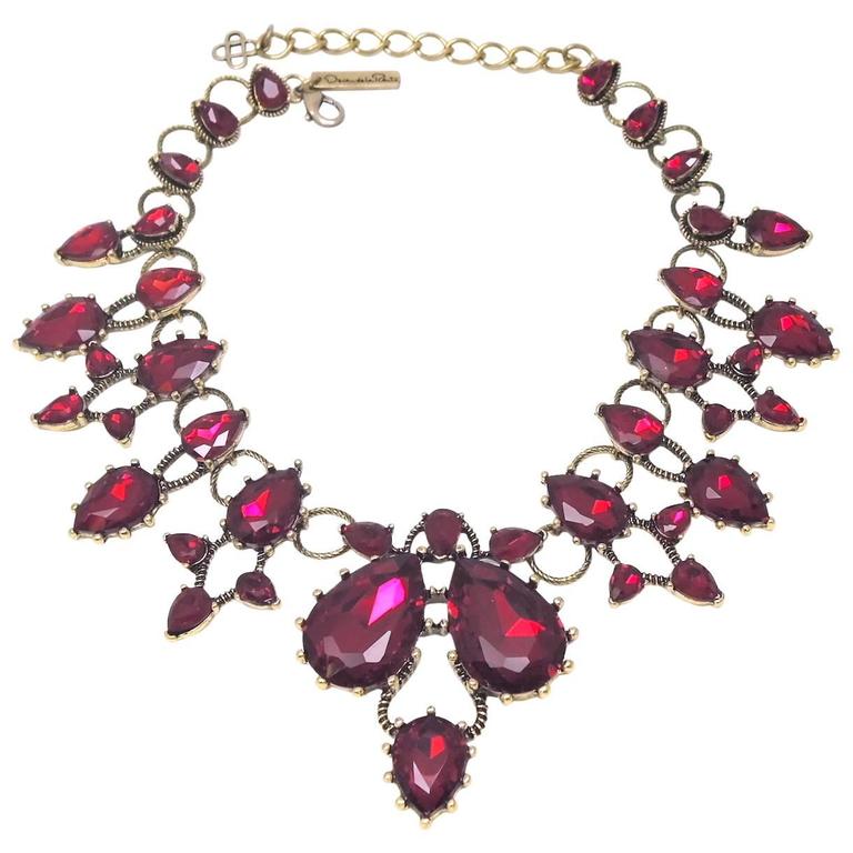 Oscar De La Renta Faux Ruby Statement Necklace For Sale at 1stDibs ...