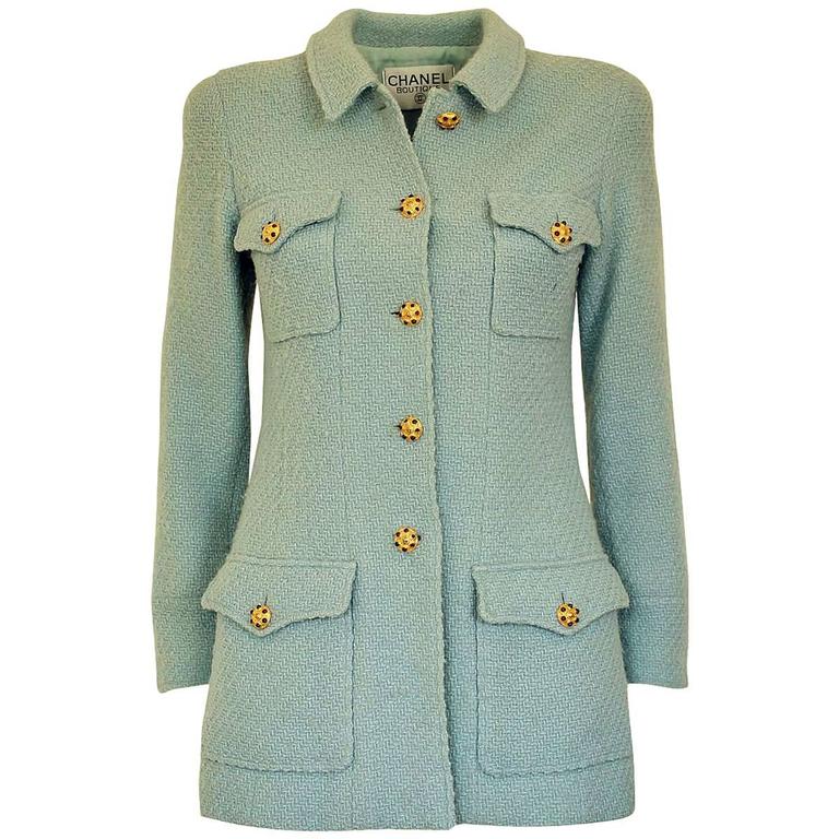 1996 Vintage Chanel Azure Wool Jacket at 1stDibs | vintage chanel ...