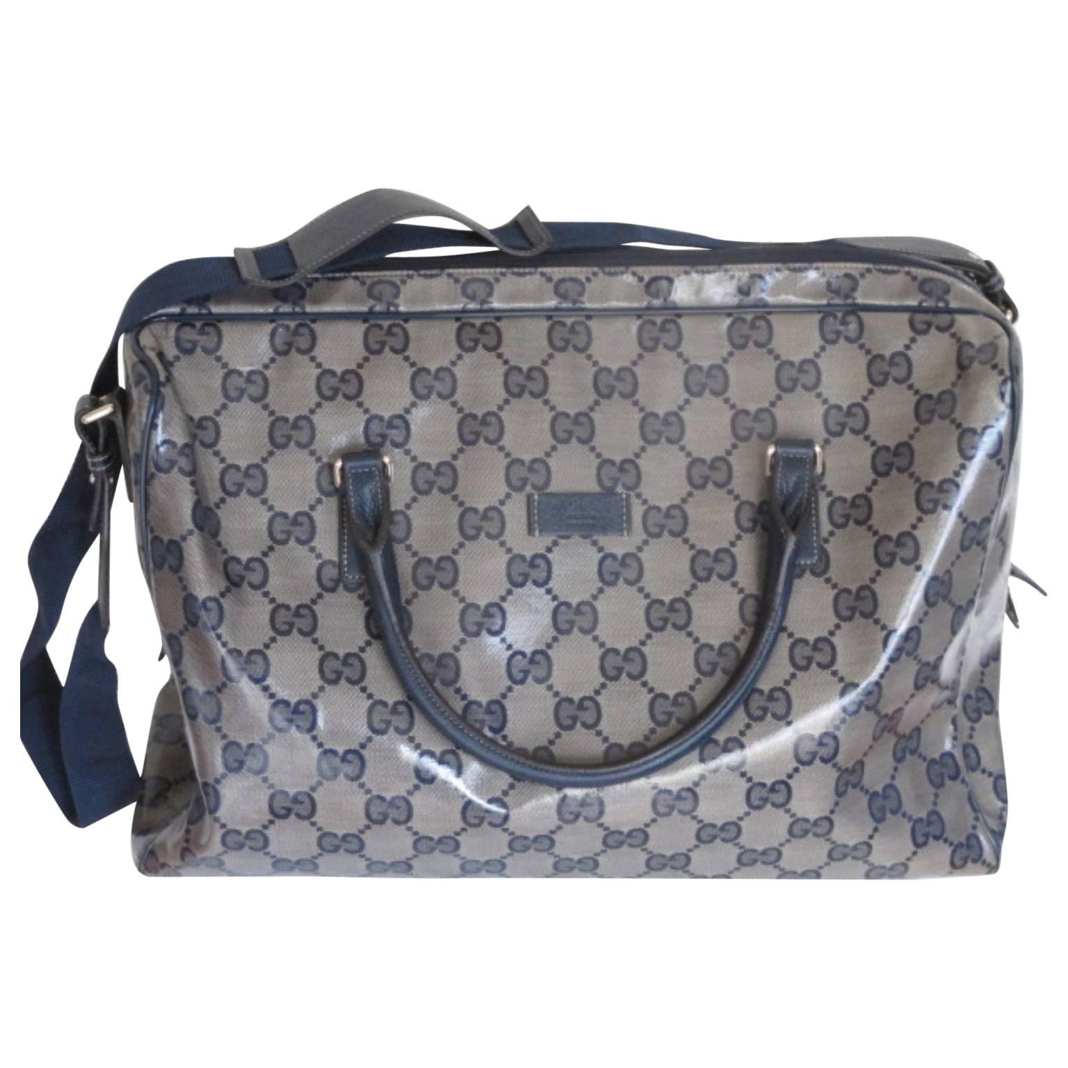 Gucci Coated Monogram Blue Travel Bag at 1stDibs | gucci monogram blue