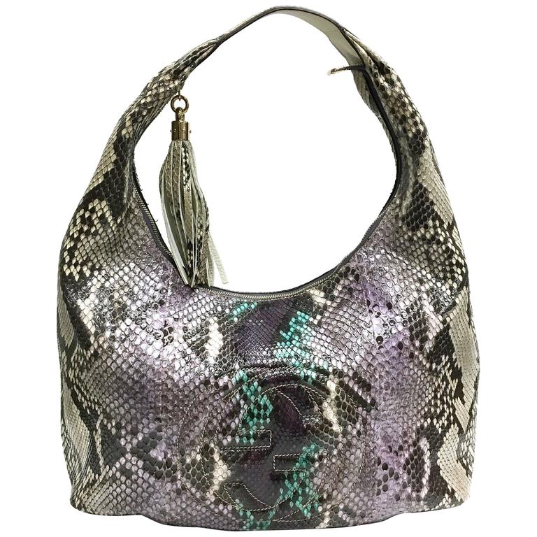 GUCCI Purple Beige Multicolor Python Soho Large Hobo Bag at 1stDibs ...