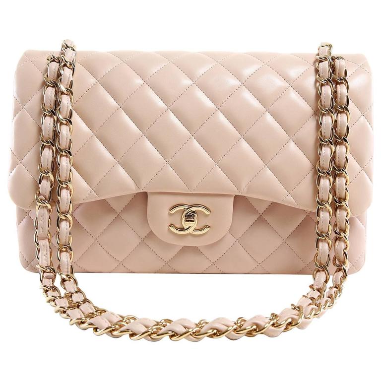 Chanel Light Pink Lambskin Jumbo Classic at 1stDibs