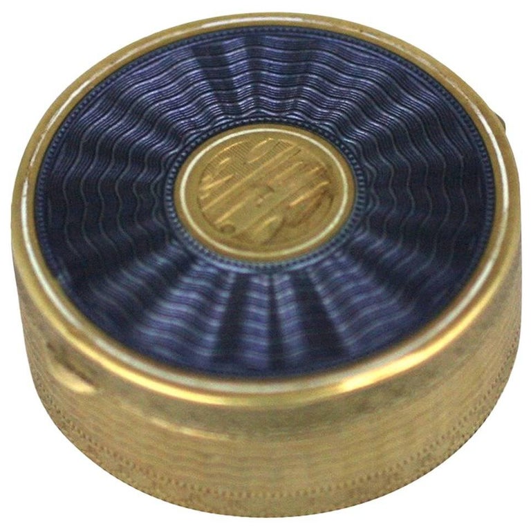 Gold and Enamel Deco Compact For Sale at 1stDibs