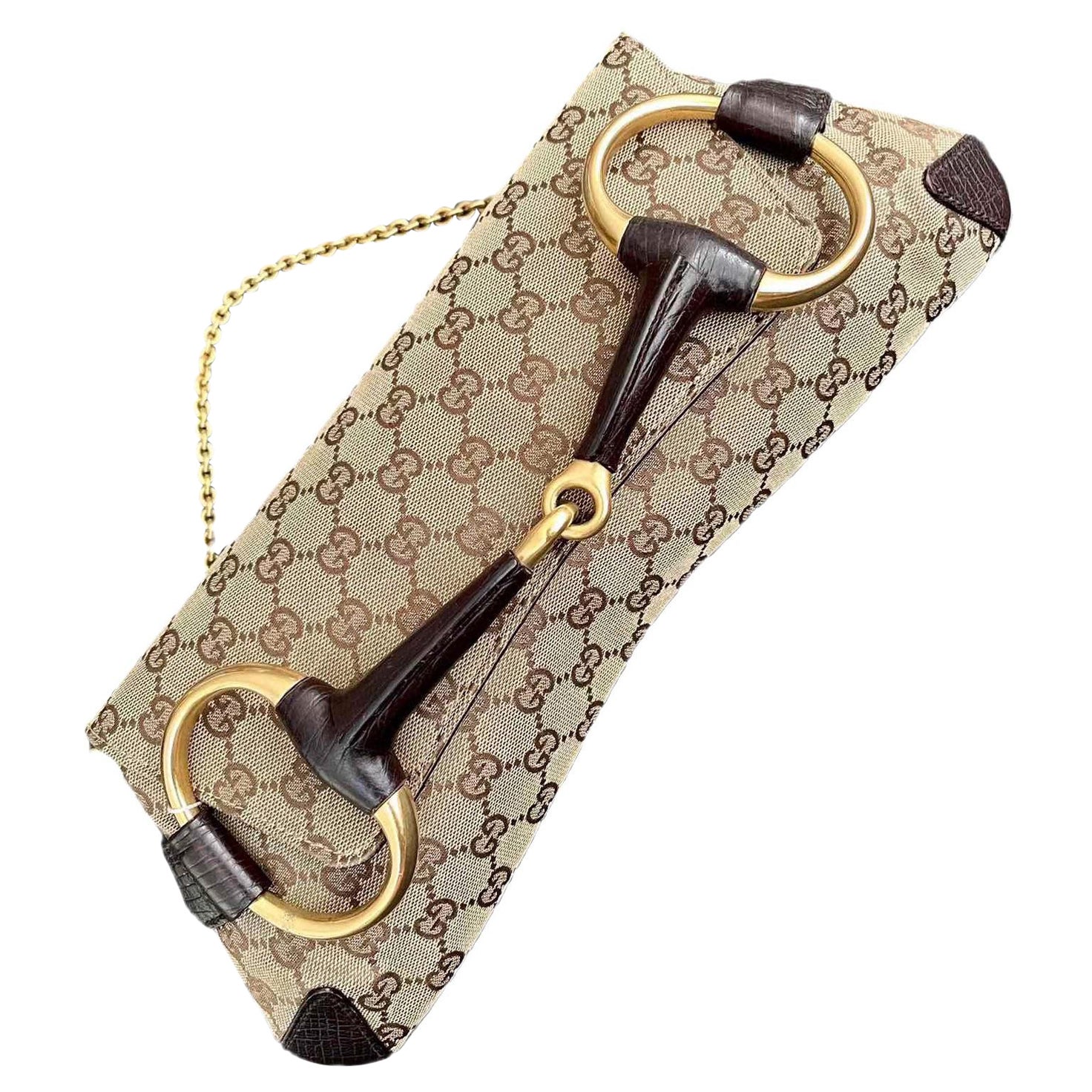 Iconic 2003 Gucci Horsebit 1955 Cloth Black Monogram Shoulder bag For ...