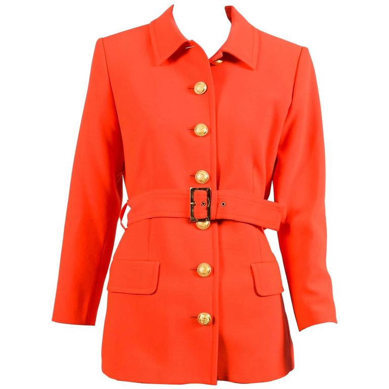 Vintage Yves Saint Laurent Variation Orange Wool Textured Jacket Size ...