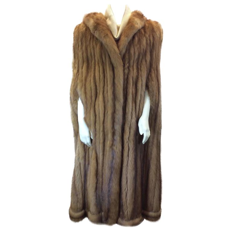Michael Forrest Hooded Sable Cape Coat For Sale at 1stDibs