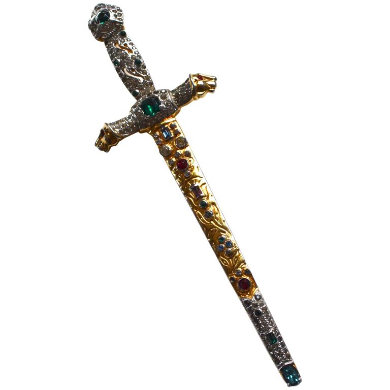 1940s Mazer Jeweled Rhinestone Tiger Sword at 1stDibs