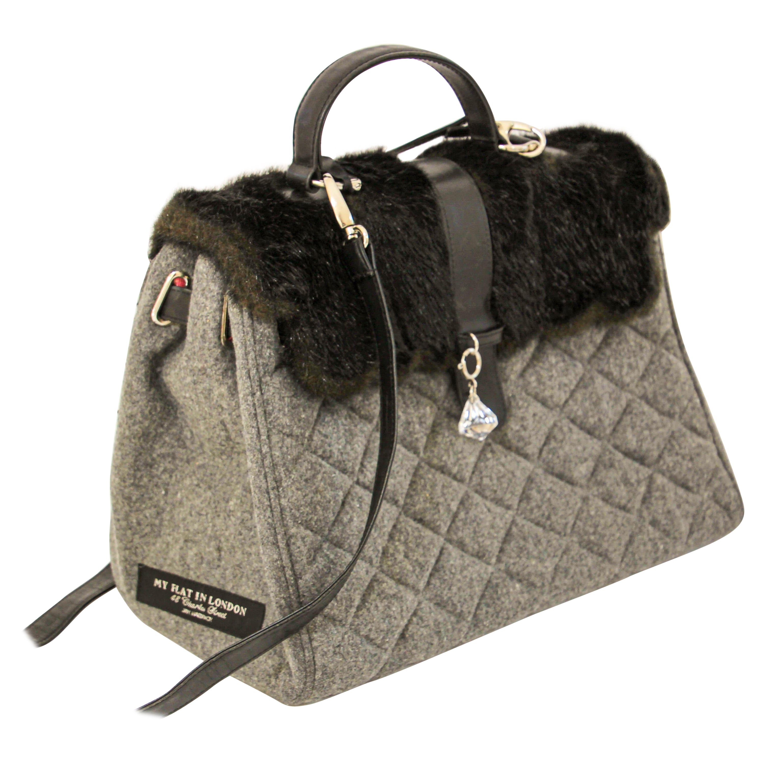 My Flat In London Quilted Canvas Wool And Faux Fur Birkin Handbag For ...