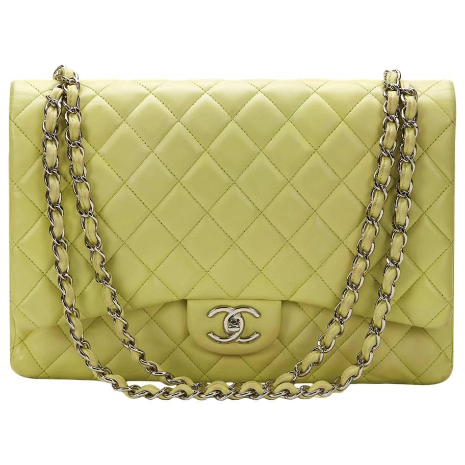 2011 Chanel Pale Green Lambskin Maxi Classic Double Flap Bag at 1stDibs