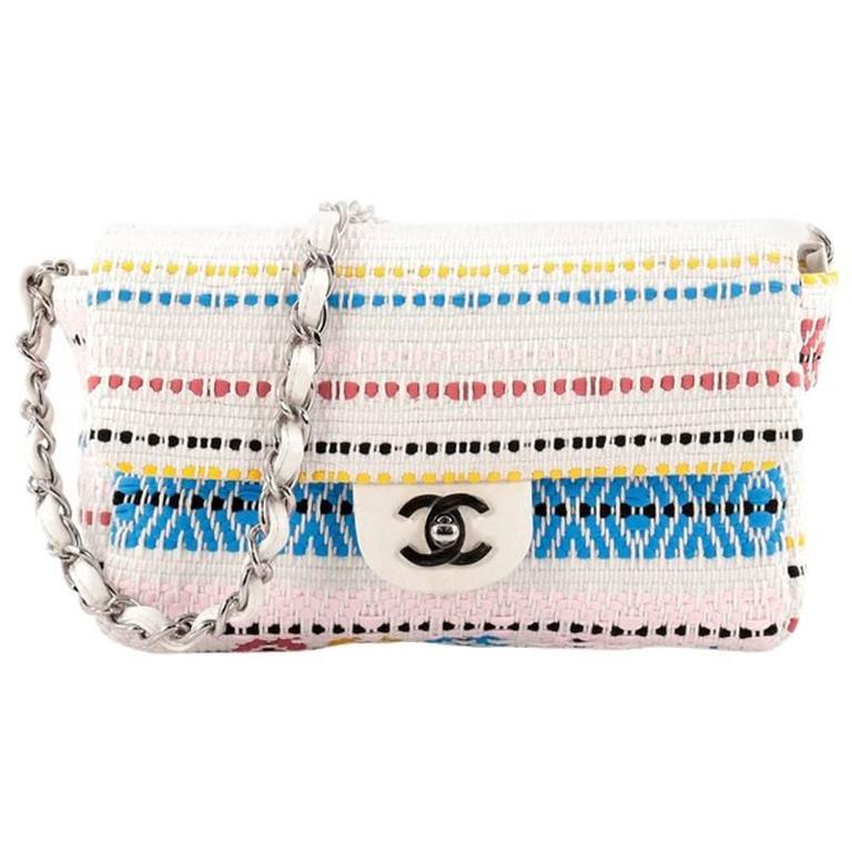 Chanel CC Chain Flap Tribal Print Woven Fabric Small at 1stDibs