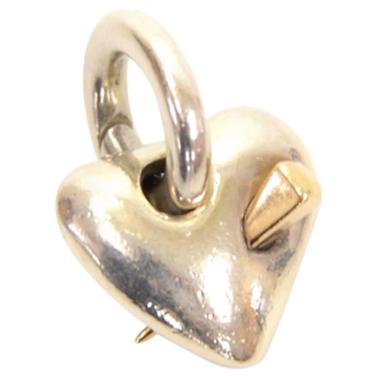Hermes Sterling Silver Heart Pendant at 1stDibs