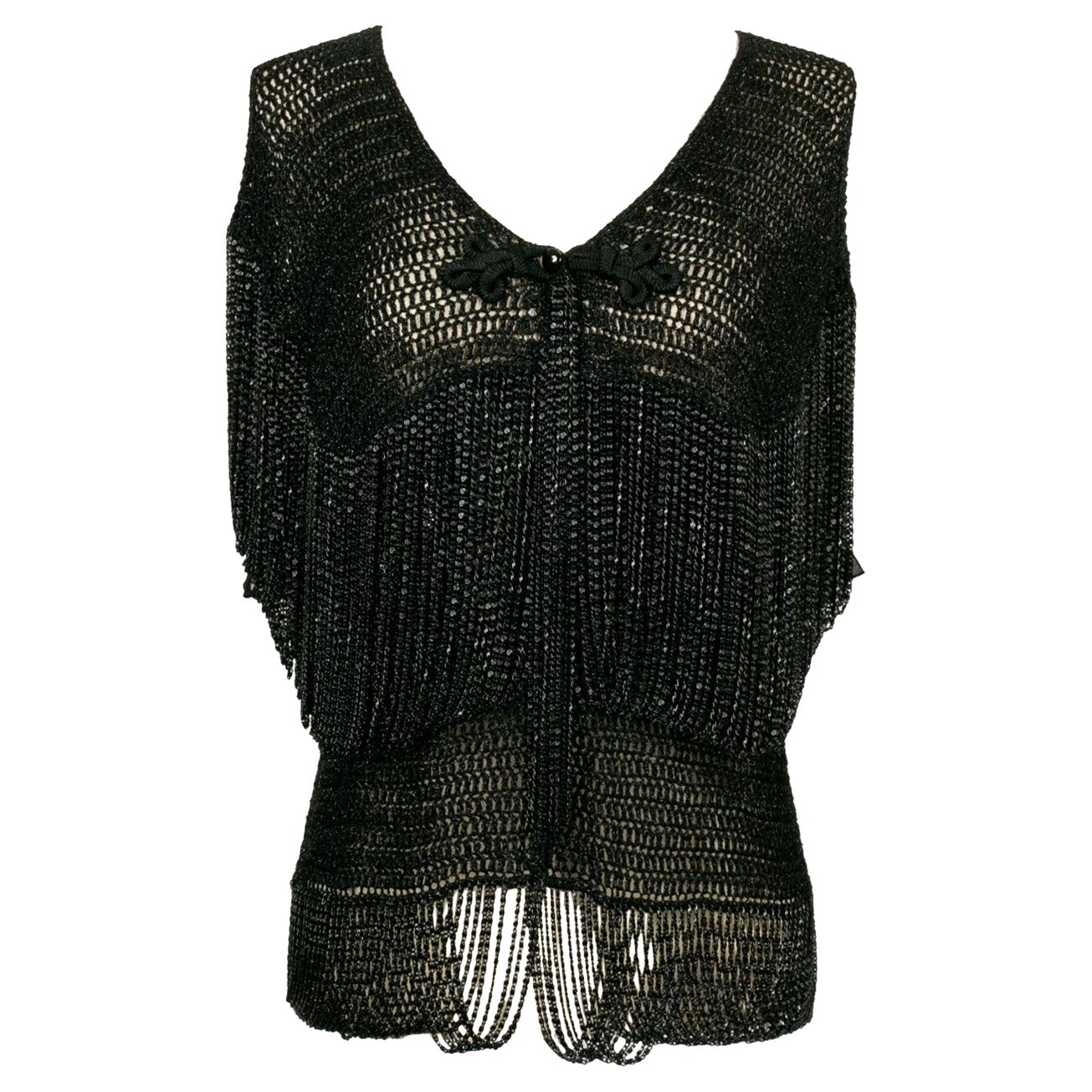Azzaro Black Top in Mesh and Black Chains For Sale at 1stDibs