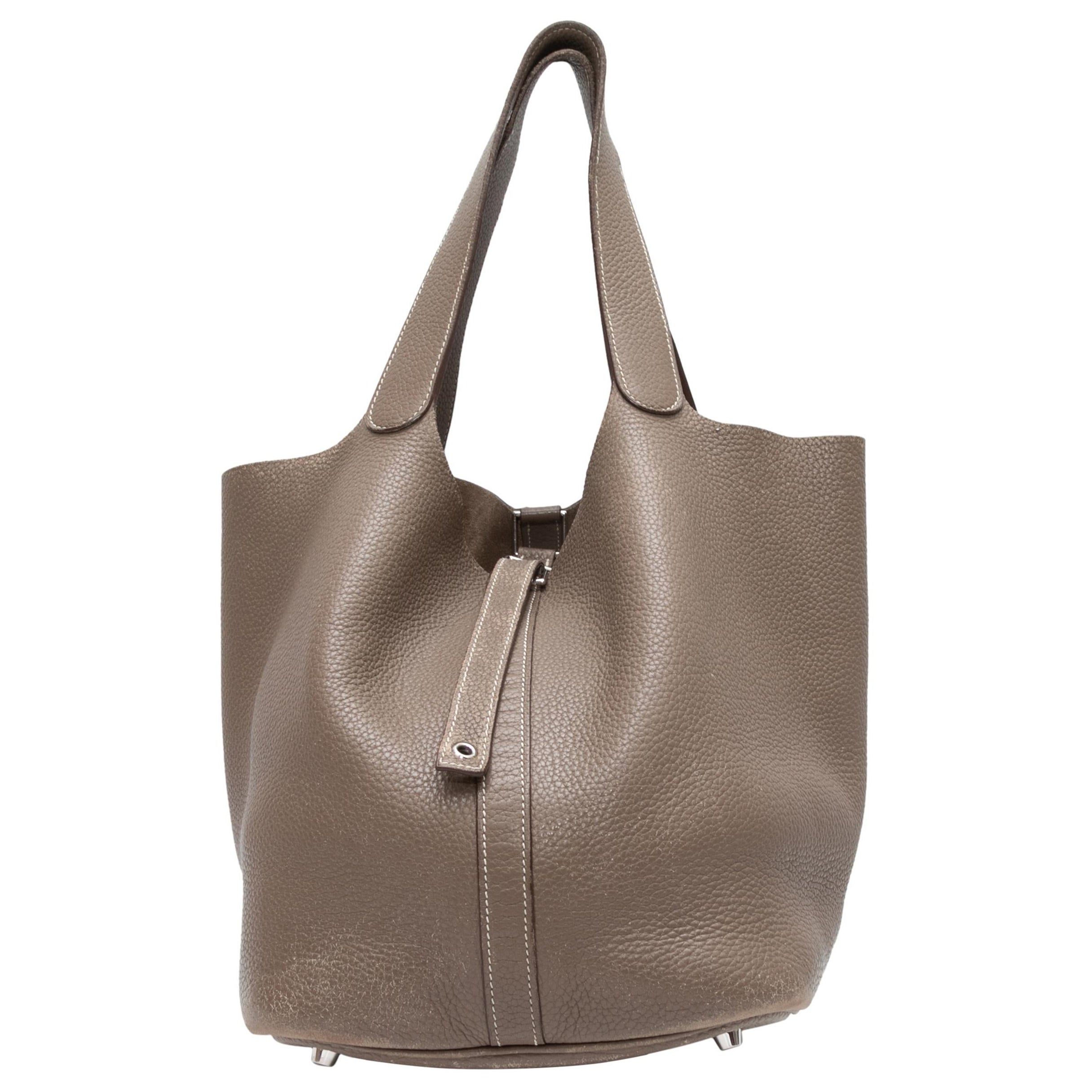 Taupe Hermes 2011 Clemence Picotin Lock 26 Handbag For Sale at 1stDibs
