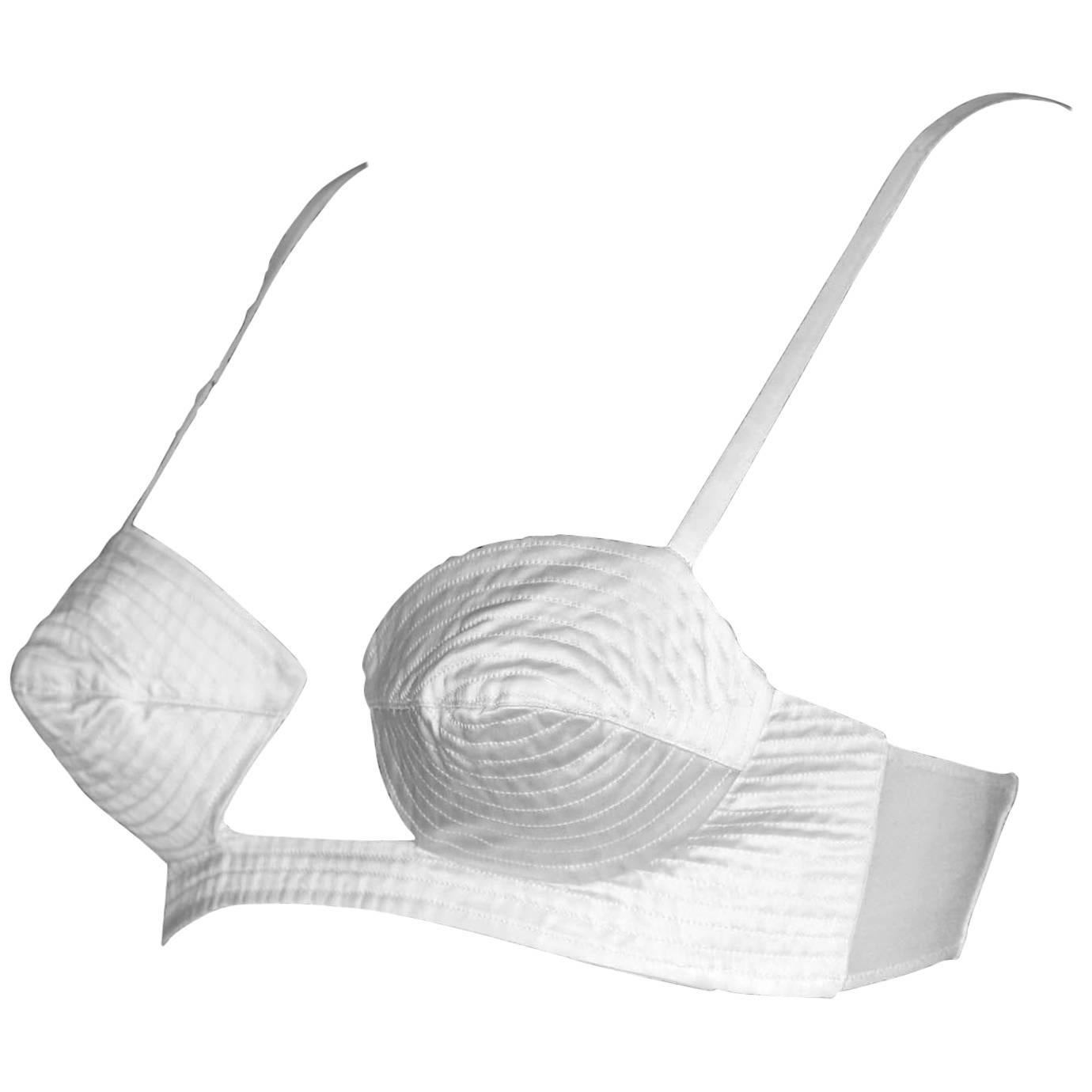 Rare Tom Ford Gucci SS 2001 Runway Ad Campaign White Silk Cone Bra Kate ...