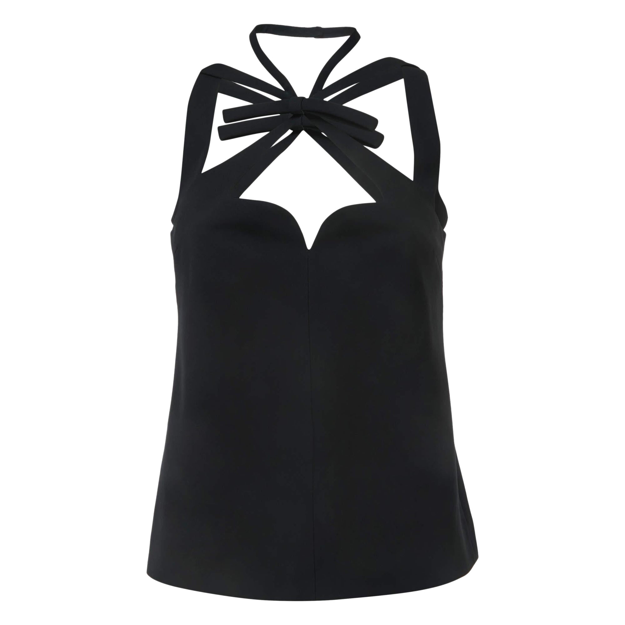 Gucci Black Crepe Criss-Cross Strap Top S For Sale at 1stDibs