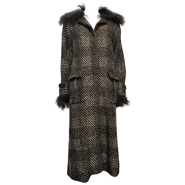 Chanel Coat with Fur Cuffs and Collar at 1stDibs | chanel fur cuffs ...