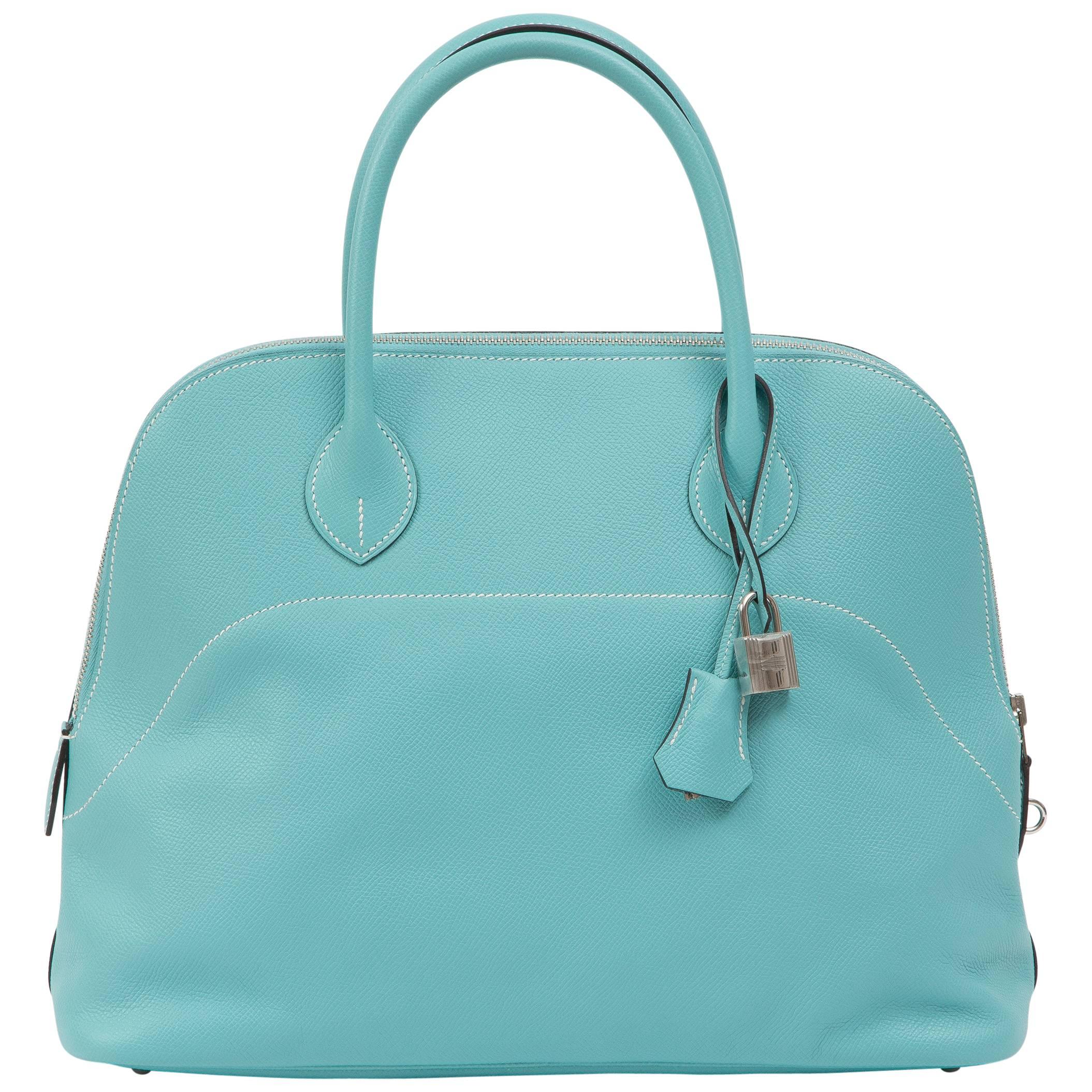 Hermes Bolide-Travel Bag, 35cm Blue Atoll Bag. For Sale at 1stDibs