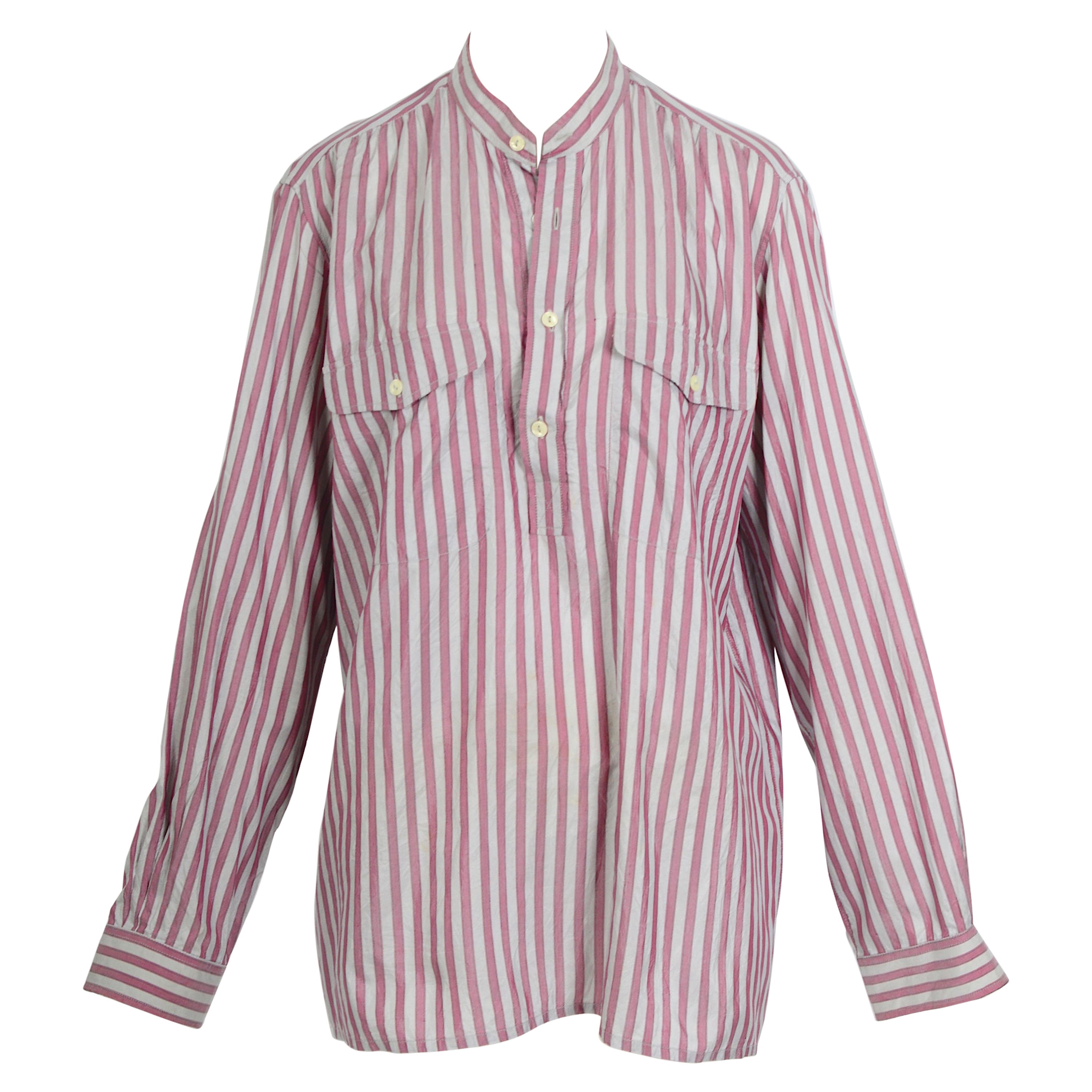 Yves Saint Laurent 1970s vintage striped crispy silk overzised blouse ...