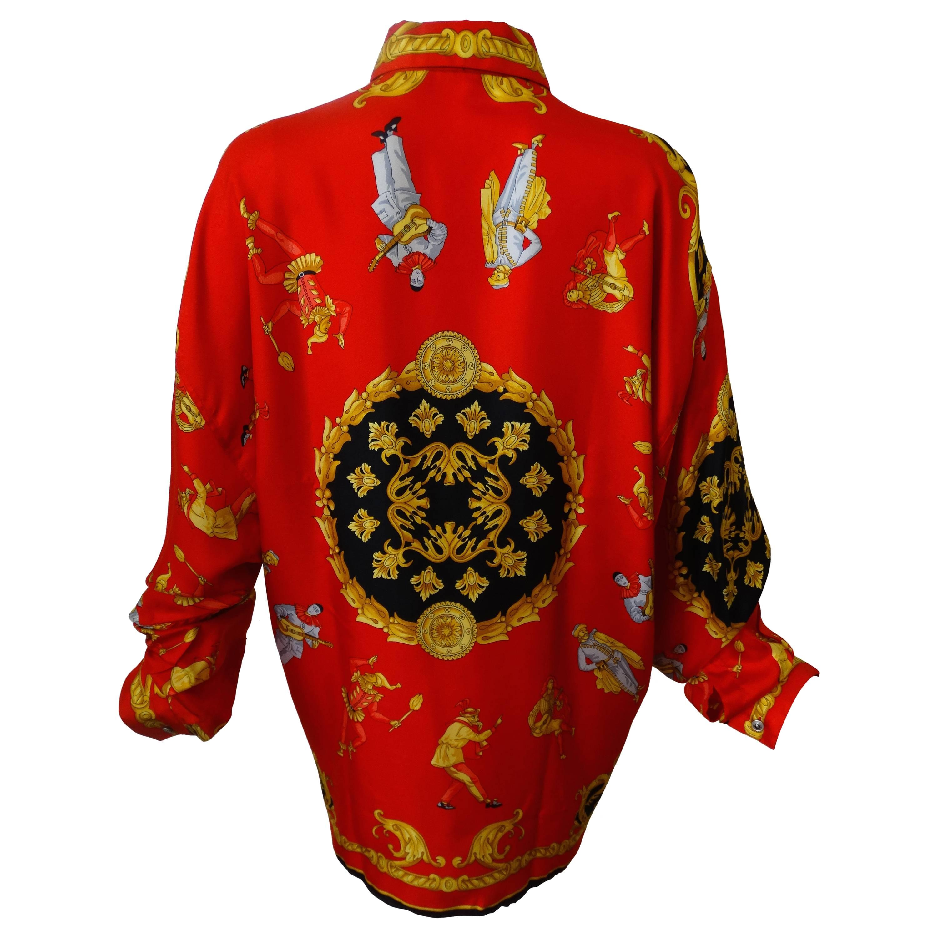 1990s Gianni Versace Classic V2 "Jester" Print Blouse at 1stDibs ...