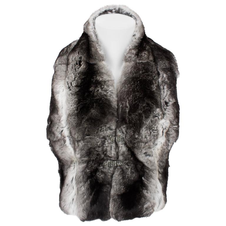 Valentino Chinchilla Fur Scarf - black/gray at 1stDibs | gray fur scarf