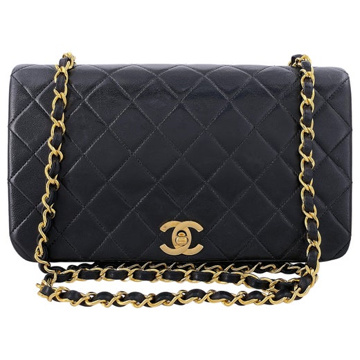Unusual Chanel Square Quilted Black Leather Backpack Bag With Chain ...