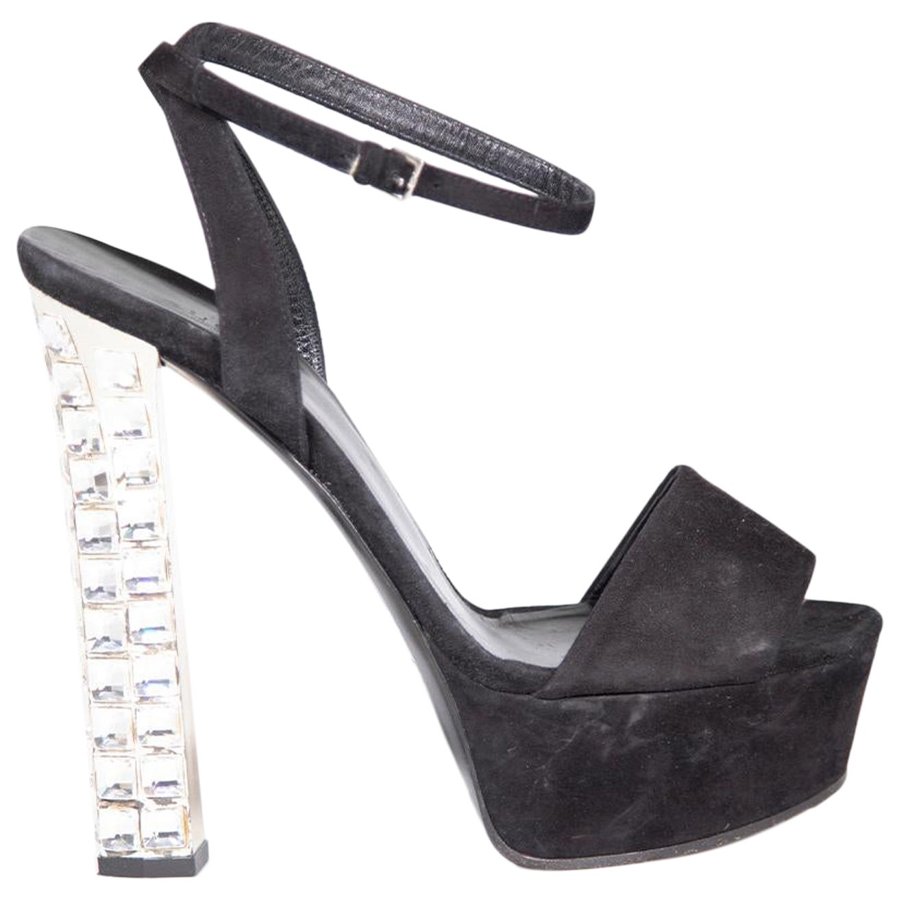 Gucci Black Suede Embellished Platform Sandals Size IT 38.5 For Sale at ...