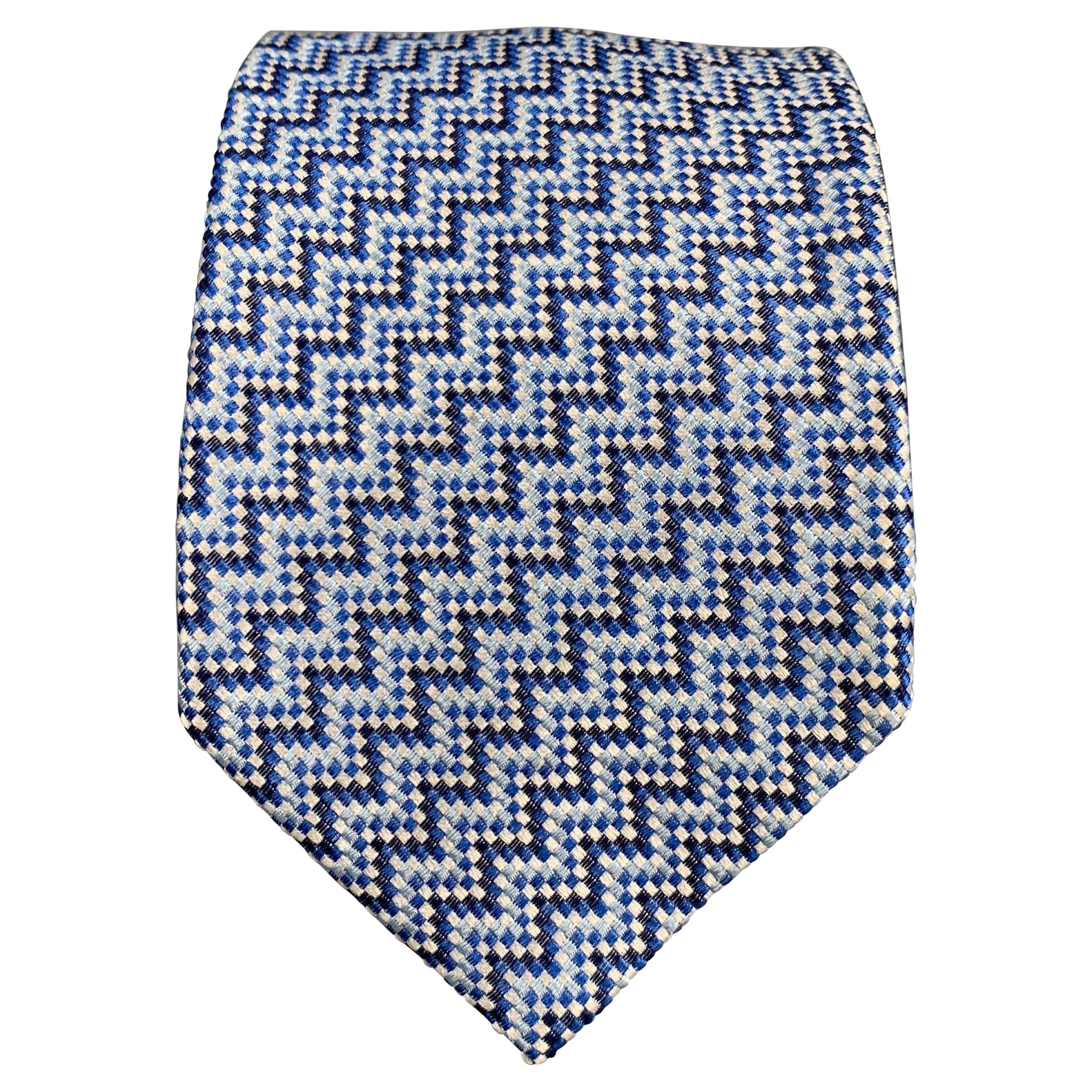 MISSONI White Checkered Jacquard Silk Tie For Sale at 1stDibs