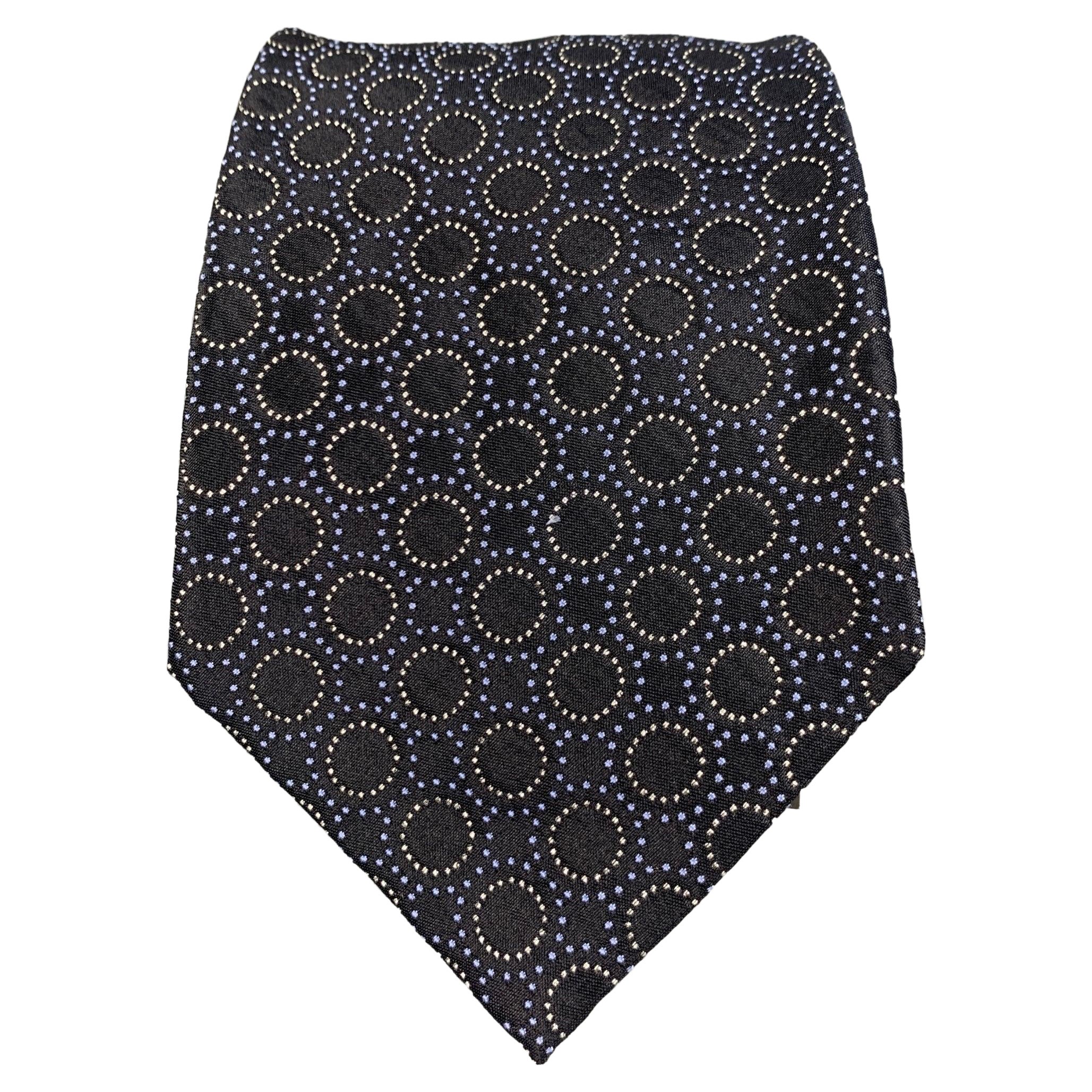 NINA RICCI Black Silver Circles Silk Blend Tie For Sale at 1stDibs