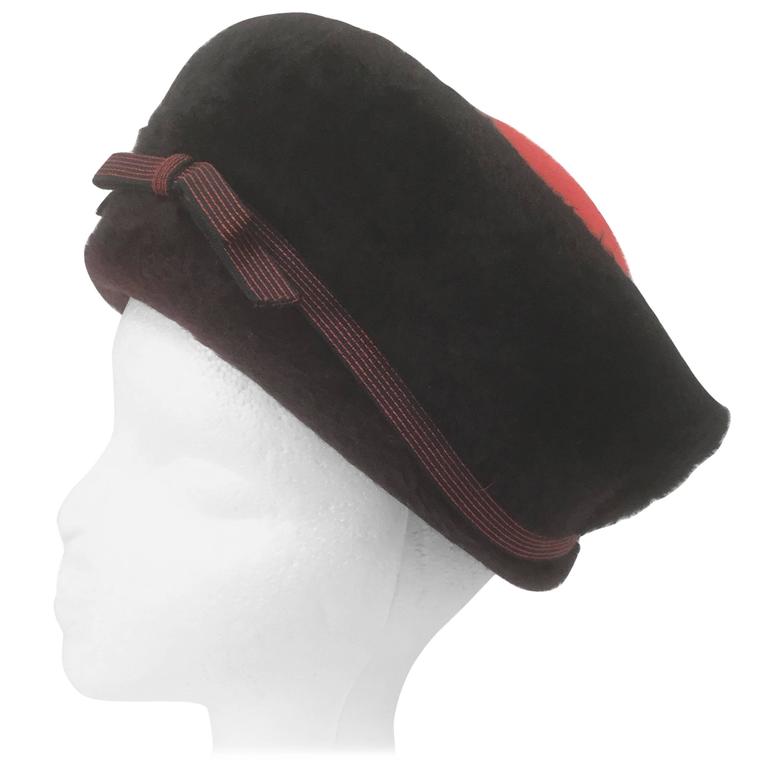 1950s Schiaparelli Red and Black Felt Eastern Hat For Sale at 1stDibs ...