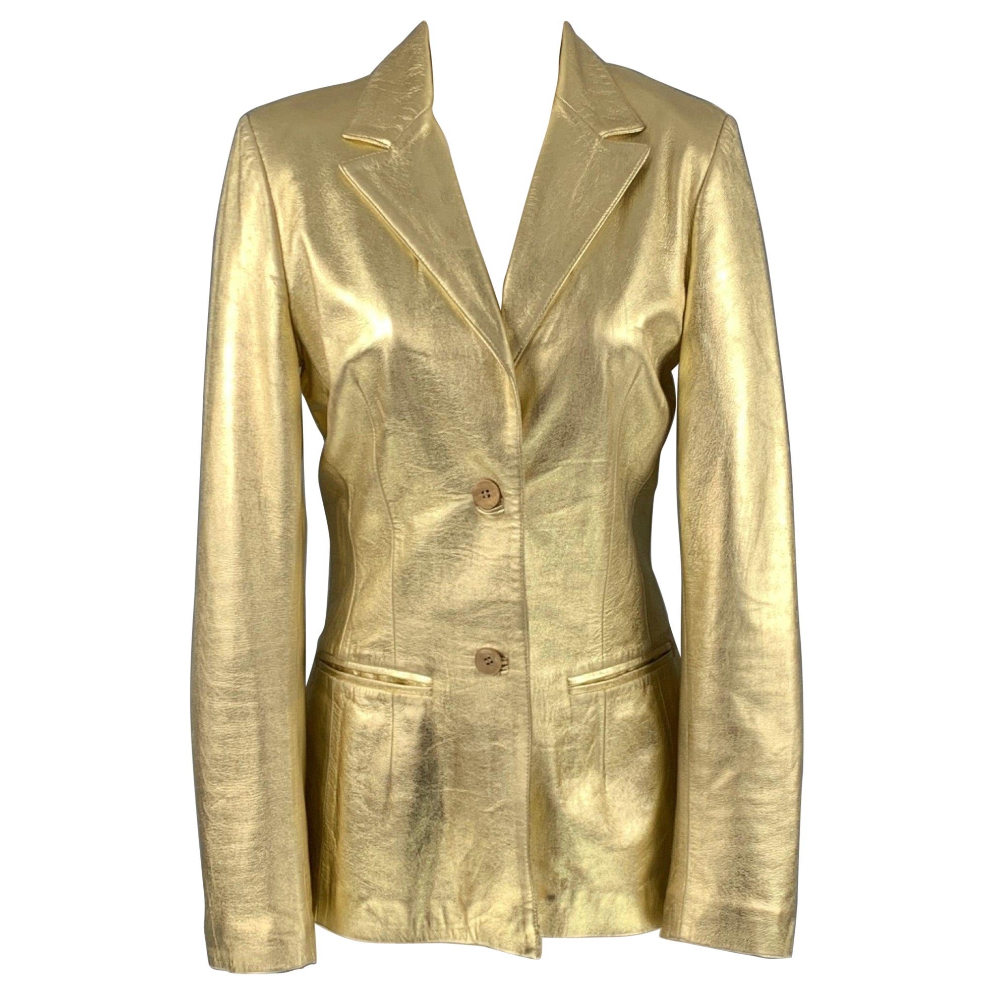 YSL Haute Couture Gold Leather Jacket For Sale at 1stDibs | gold ...