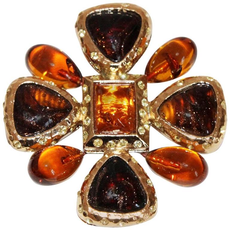 Collectable YSL byzantine cross brooch/pendant c.1980 at 1stDibs