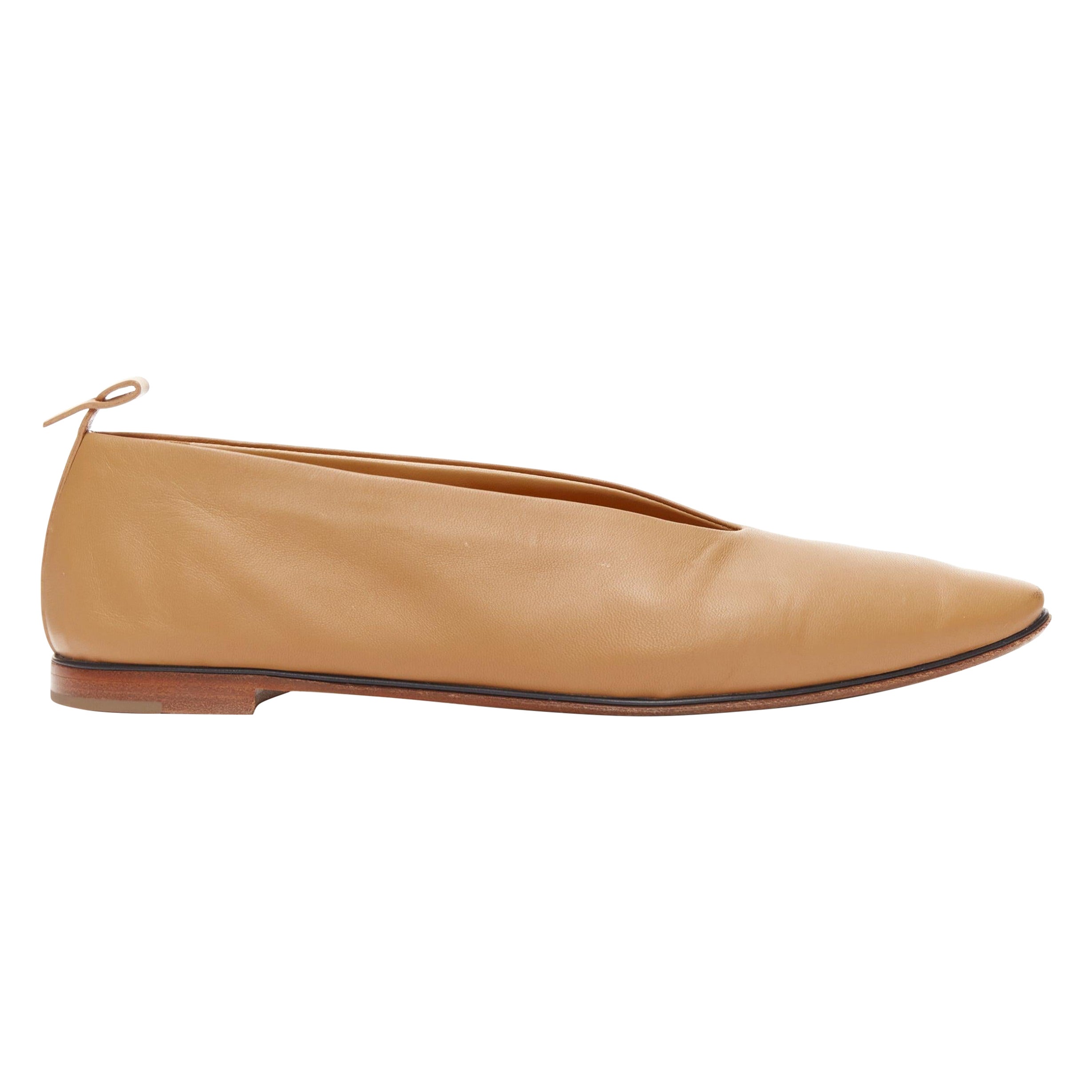 Bottega Veneta Brown Leather Low Vamp Pointed Ballet Flats Eu38 For Sale At 1stdibs
