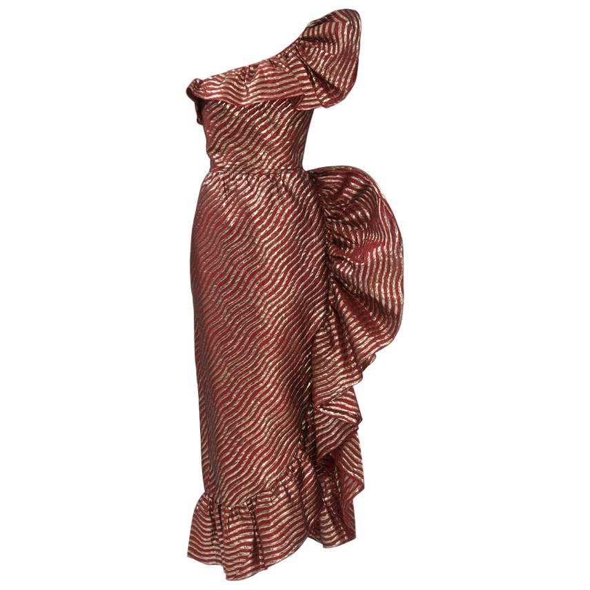 Pierre Balmain Ruffled One-Shoulder Evening Dress at 1stDibs