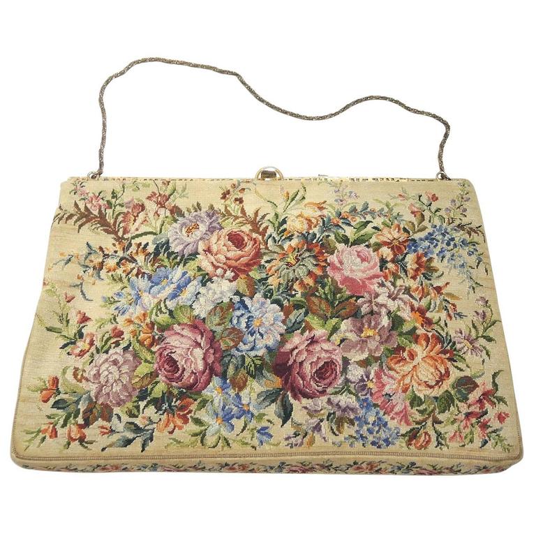 Vintage Stunning Multi-Color Tapestry Purse at 1stDibs