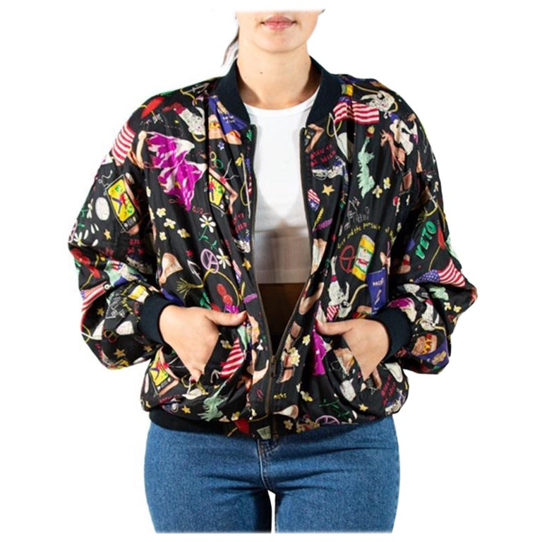 1990S Nichole Miller Silk Men's Novelty Print Jacket For Sale at 1stDibs