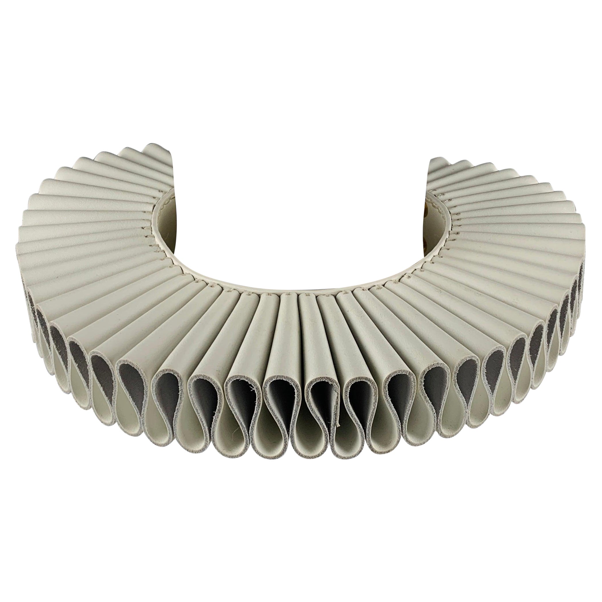 WALTER VAN BEIRENDONCK Spring 2023 White Leather Ruff Collar For Sale ...